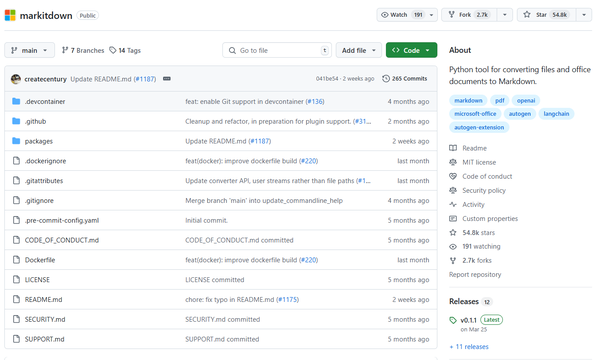 CoderJia 的想法: 微软开源文档转换神器 MarkItDown！ | 📚 发现超强文档转换神器 MarkItDown！一键将 PDF、Word、PPT 等各种文档完美转为 ...