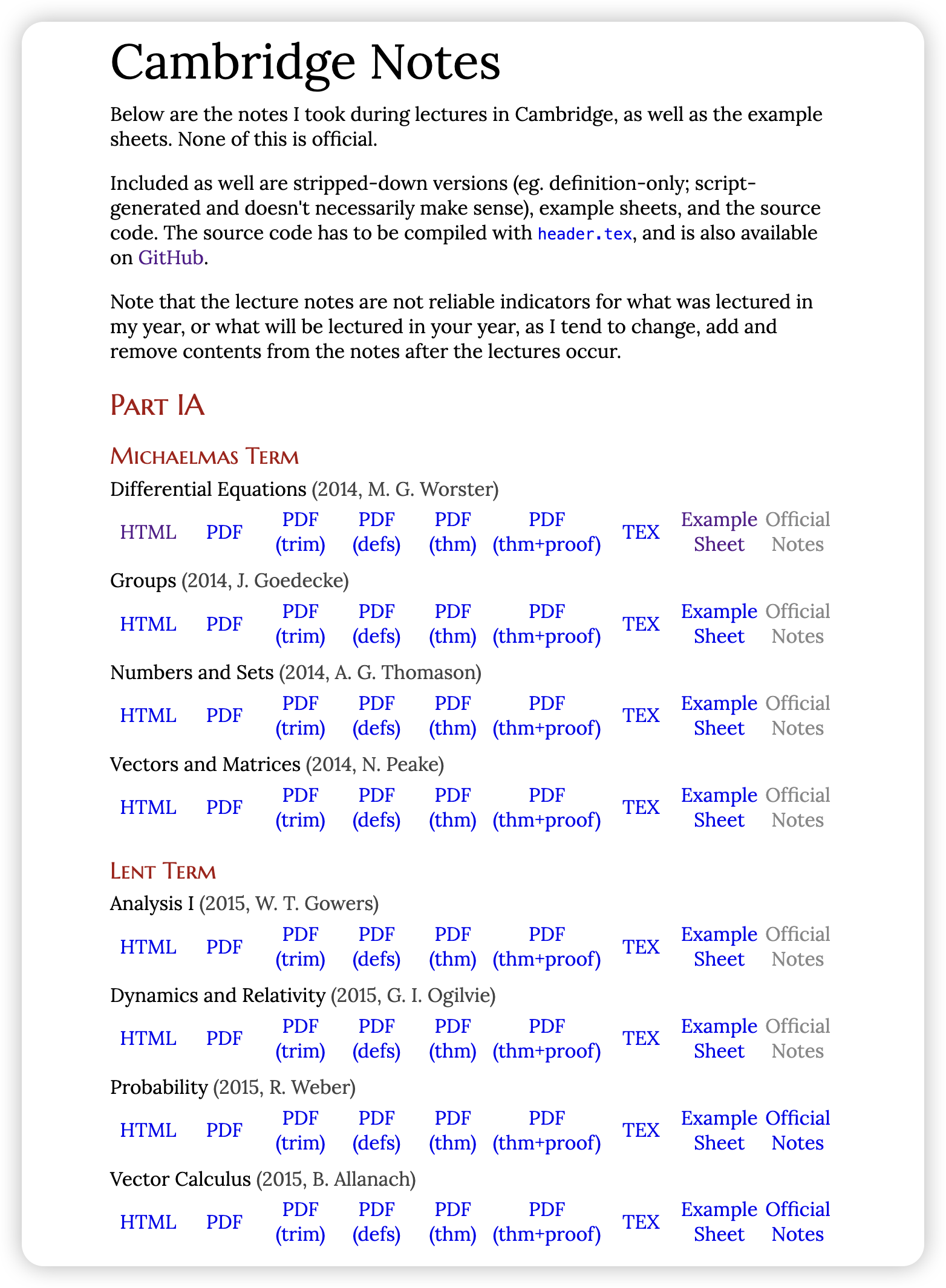 無雙 的想法: 剑桥大学 Dexter Chua数学笔记-如何自学数学系本科专业课 | Dexter Chua 将自己本科在剑桥大学数学系学 ...