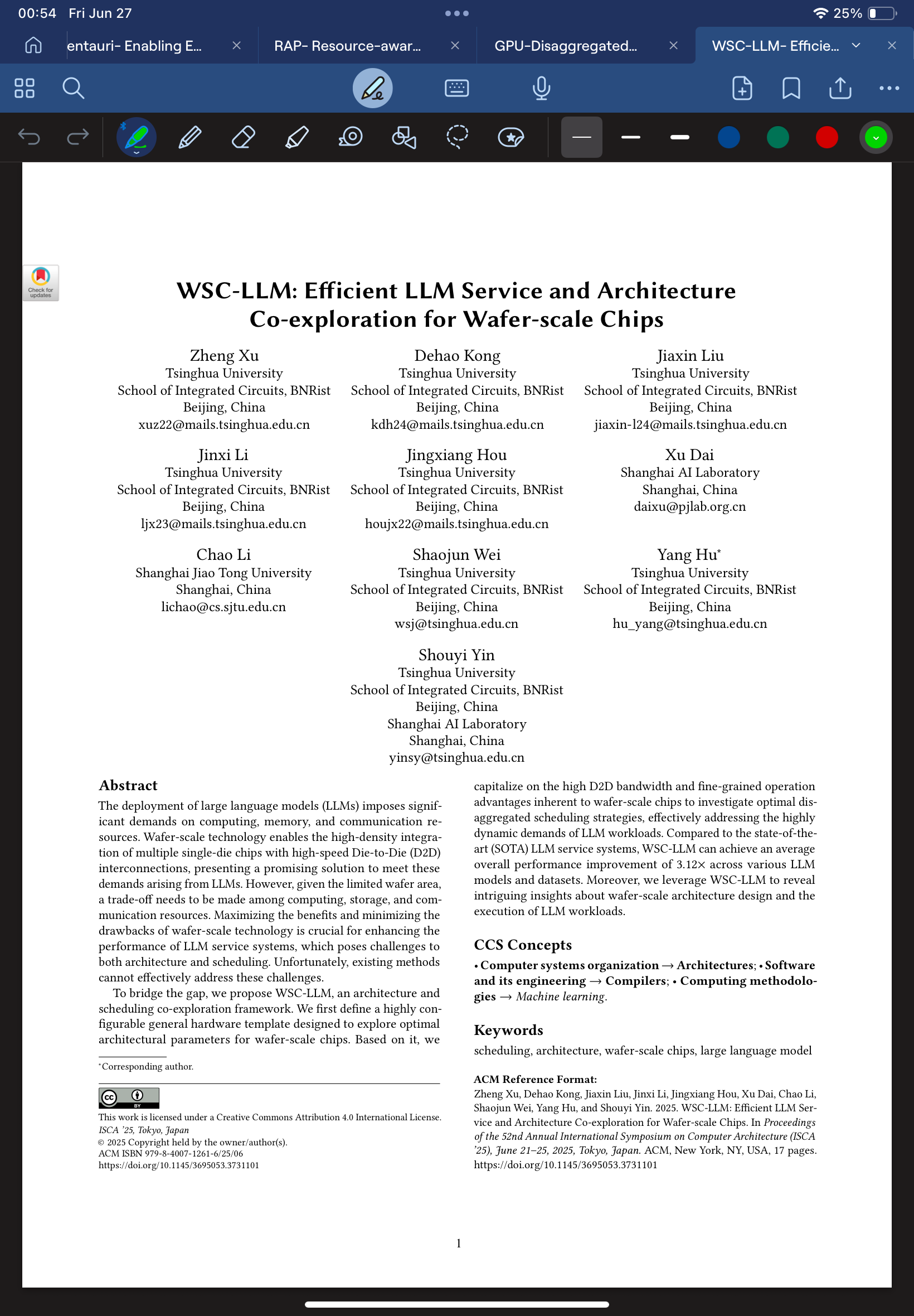南爸安爸 的想法: ISCA25WSC-LLM: Efficient LLM Service and Architecture Co-exploration for Wafer-scale ...