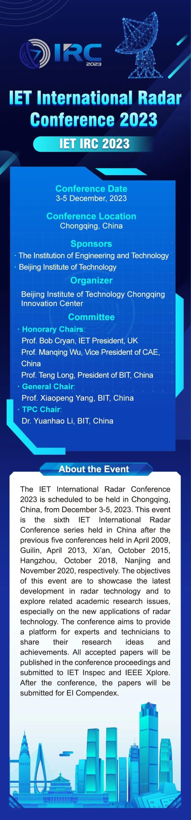 JoeyBG 的想法: 欢迎大家赐稿2023-IET国际雷达会议 | IET和北京理工大学联合主办的“IET国际雷达会议（IET Radar Conference）”将于2023年12月3-5 ...