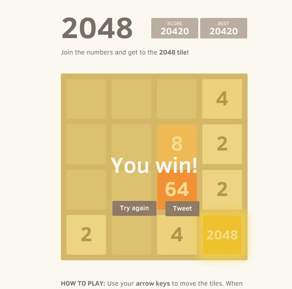 怎样才能赢得这个2048游戏？有没有必胜的策略？有没有可能同时制造出两个2048来？ - 知乎