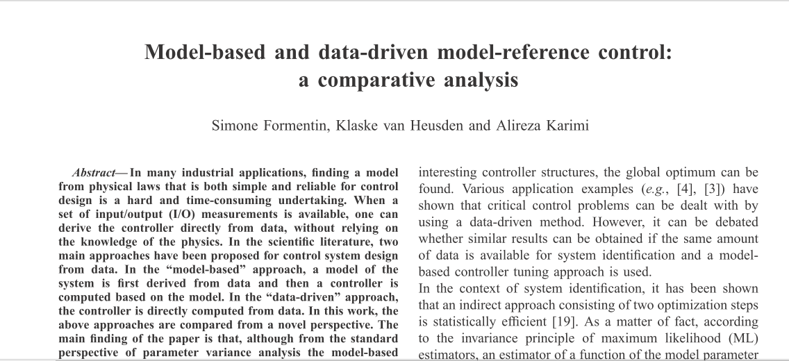 model-based control与data-driven control各自特点以及适用场合？ - 知乎