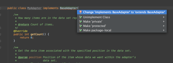 Android studio上面继承BaseAdapter后怎么才能自动生成getView等方法？ - 知乎