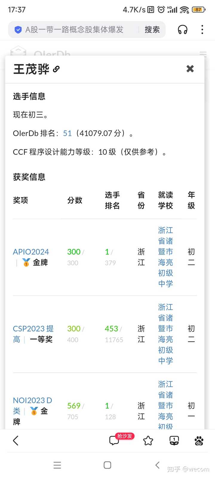 说下近些年来你认为最强的 OI 选手？ - 知乎