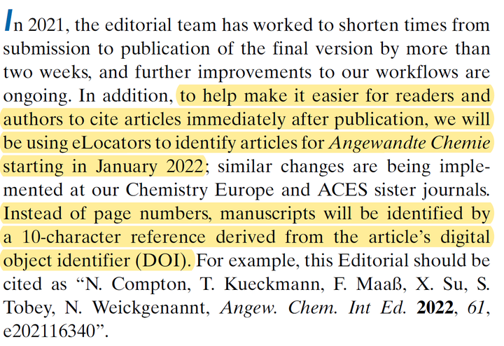 为什么这两年Angew上的文章正式上线后也没有页码了？ - 知乎
