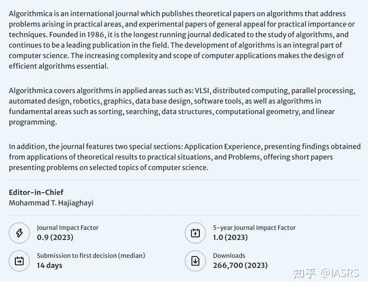 Algorithmica 期刊怎么样？ - 知乎