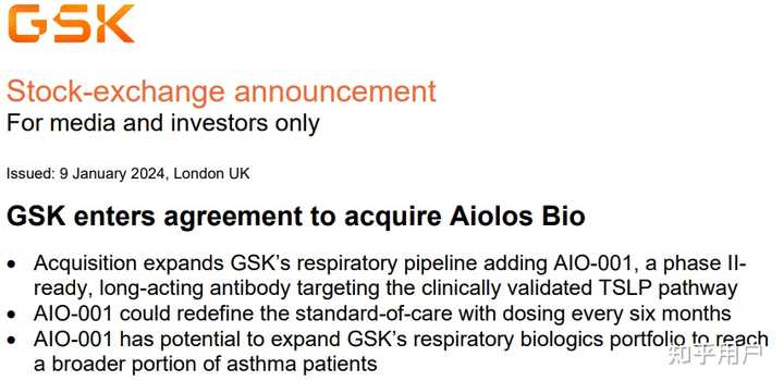 GSK 斥资 14 亿美元收购 Aiolos Bio，目前该公司的经营状况如何？ - 知乎