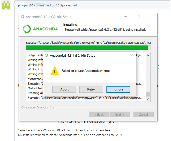 windows安装anaconda 报错failed to create anacoda menue？ - 知乎