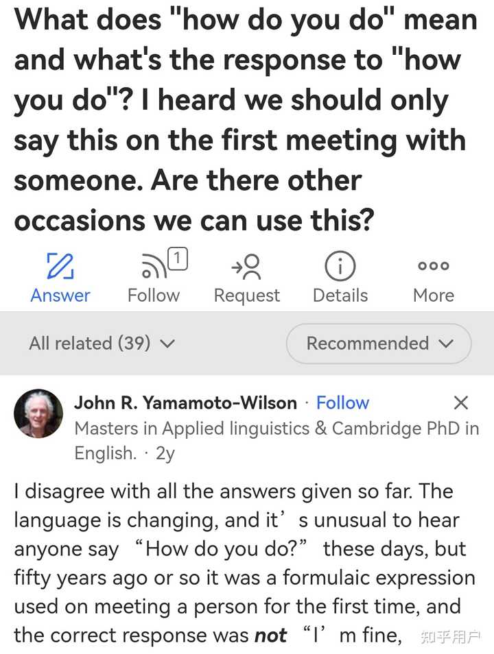 How do you do 为何不翻译为 "你是怎么做的?"? - 知乎