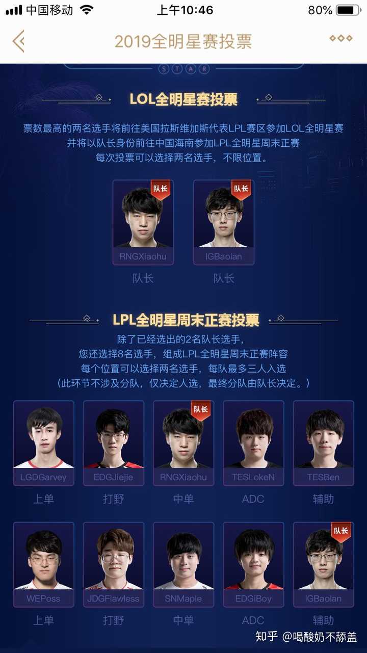 2019全明星投票将于今天结束，你们票选的LPL内战阵容都是什么？UZI+Baolan，会出现么？ - 知乎