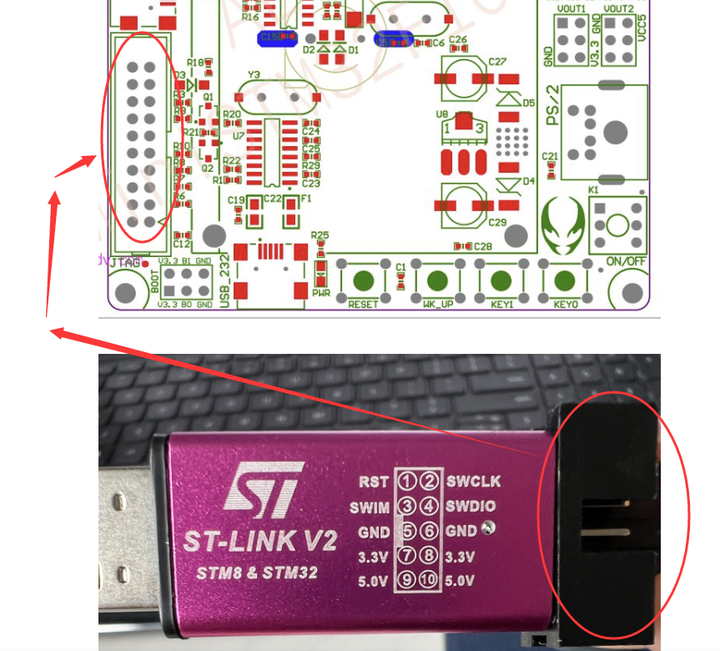 这个st-linkv2要怎么接到这个板子上，第一次连不会啊 ? - 知乎