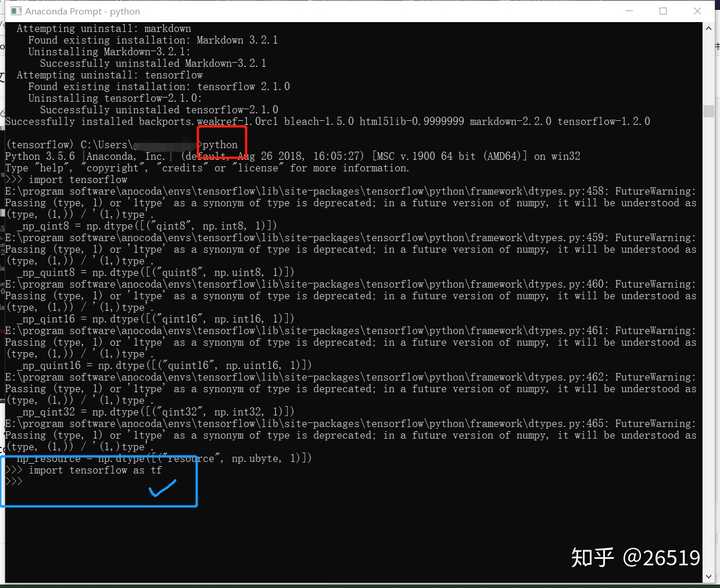 anaconda安装tensorflow，在import tensorflow时报错，要怎么解决？ - 知乎