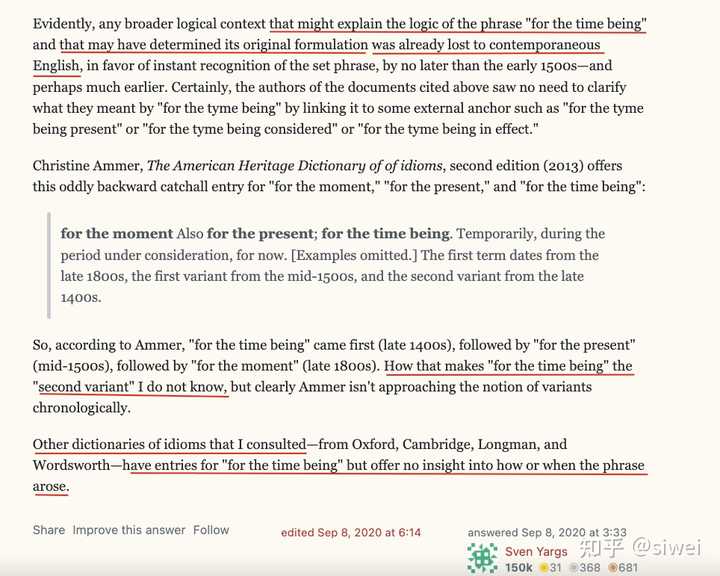 for the time being是什么语法结构？ - 知乎