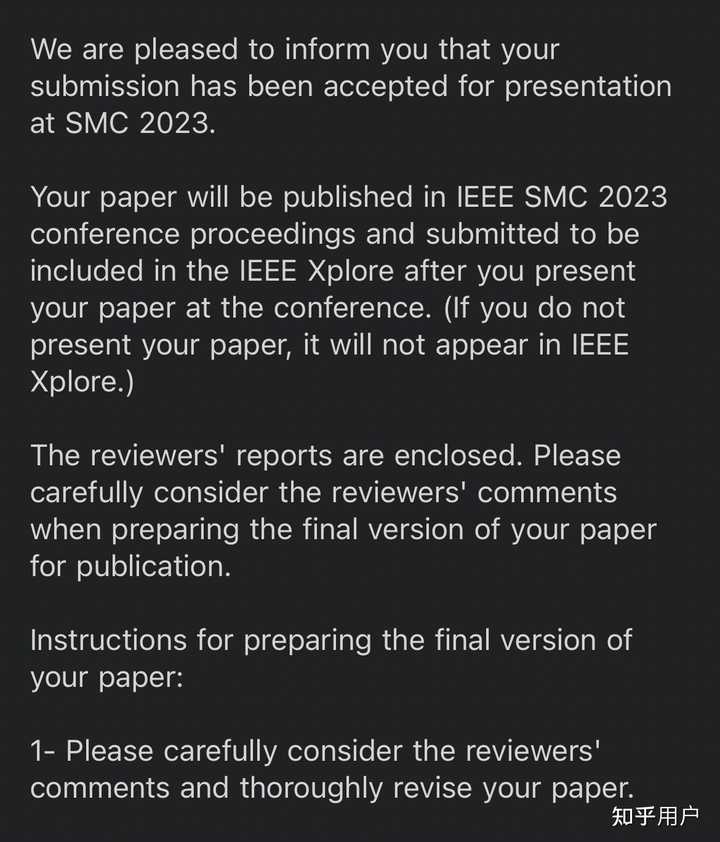 有收到IEEE SMC 2023会议的录用通知的吗？ - 知乎
