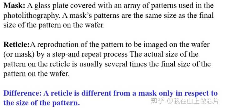 LCD厂掩膜版叫Mask,Fab里掩膜版叫reticle,两者有什么区别？ - 知乎
