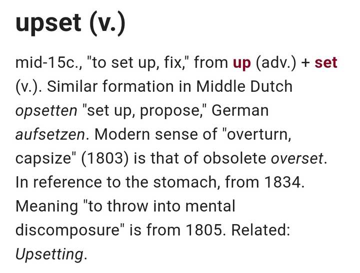 upset这个单词是不是跟up和set半毛钱关系都没有？ - 知乎