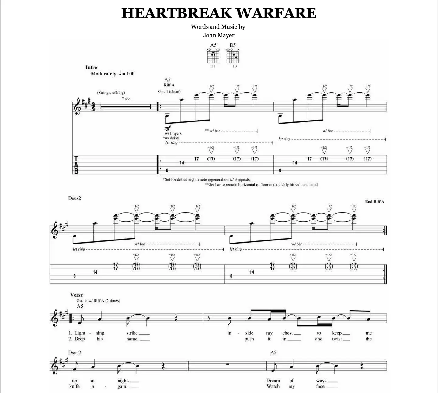 Heartbreak Warfare Guitar Chords