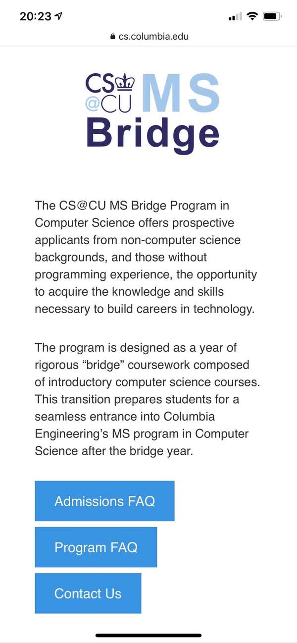 瑶光诀 的想法: 常春藤哥伦比亚大学今年新推出Bridge CS … - 知乎
