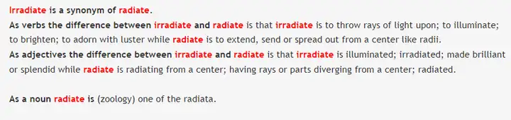 irradiate和radiate有何区别？ - 知乎