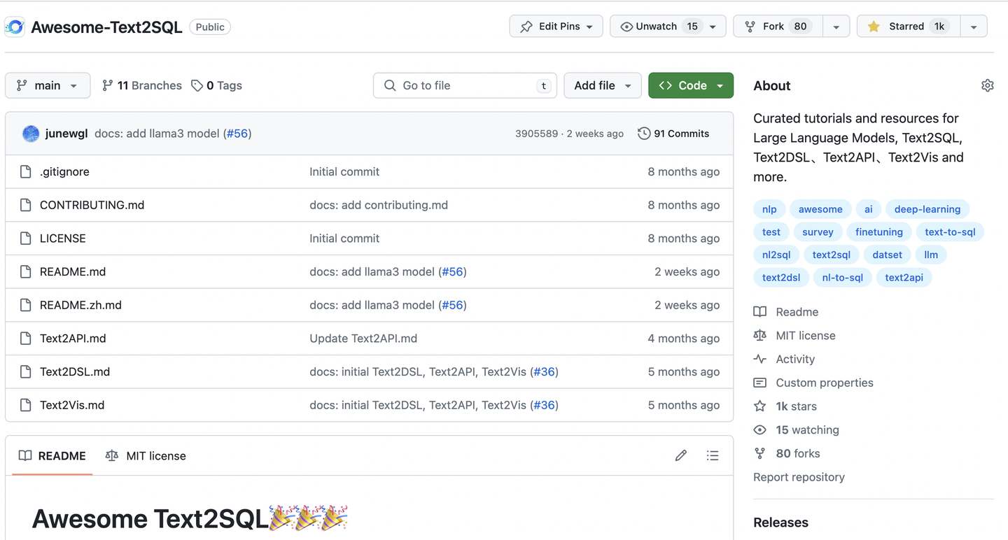 Text-to-SQL小白入门（12）Awesome-Text2SQL开源项目star破1000项目介绍 项目地址 Gi - 掘金
