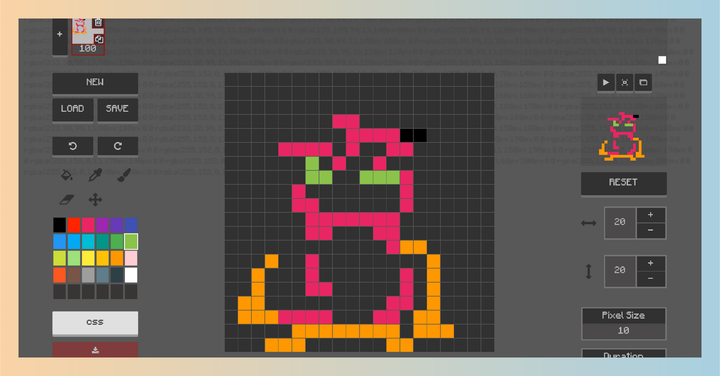 Pixel Art to CSS：快速将像素艺术作品转化为可用的 CSS 代码，支持实时预览和灵活自定义，实现个性化网页设计