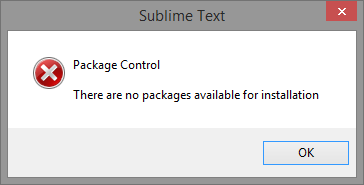 SublimeText3 packagecontrol报错There are no packages available for ...