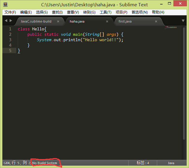 sublime中配置好java无法编译 出现 no build system求教 ? - 知乎