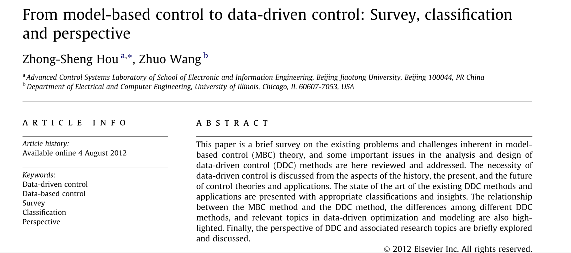 model-based control与data-driven control各自特点以及适用场合？ - 知乎