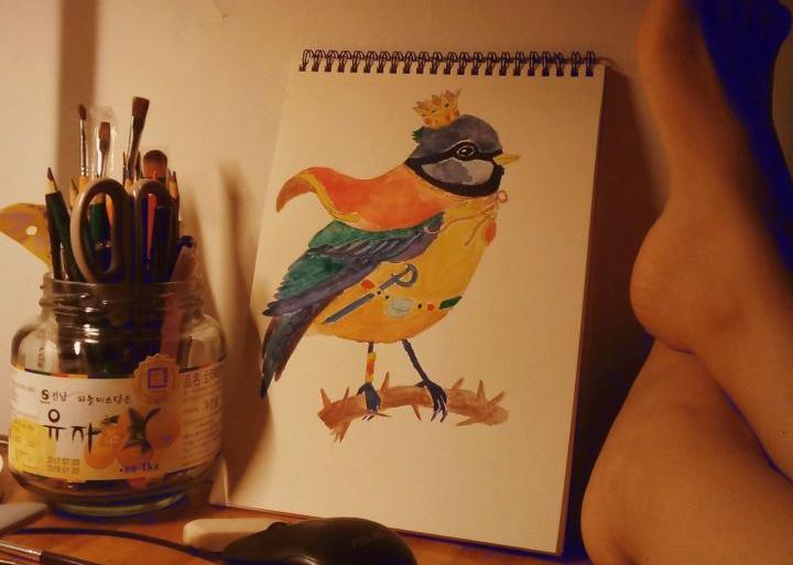 水彩|画一只王冠加身，英姿飒爽的夜莺 - 知乎