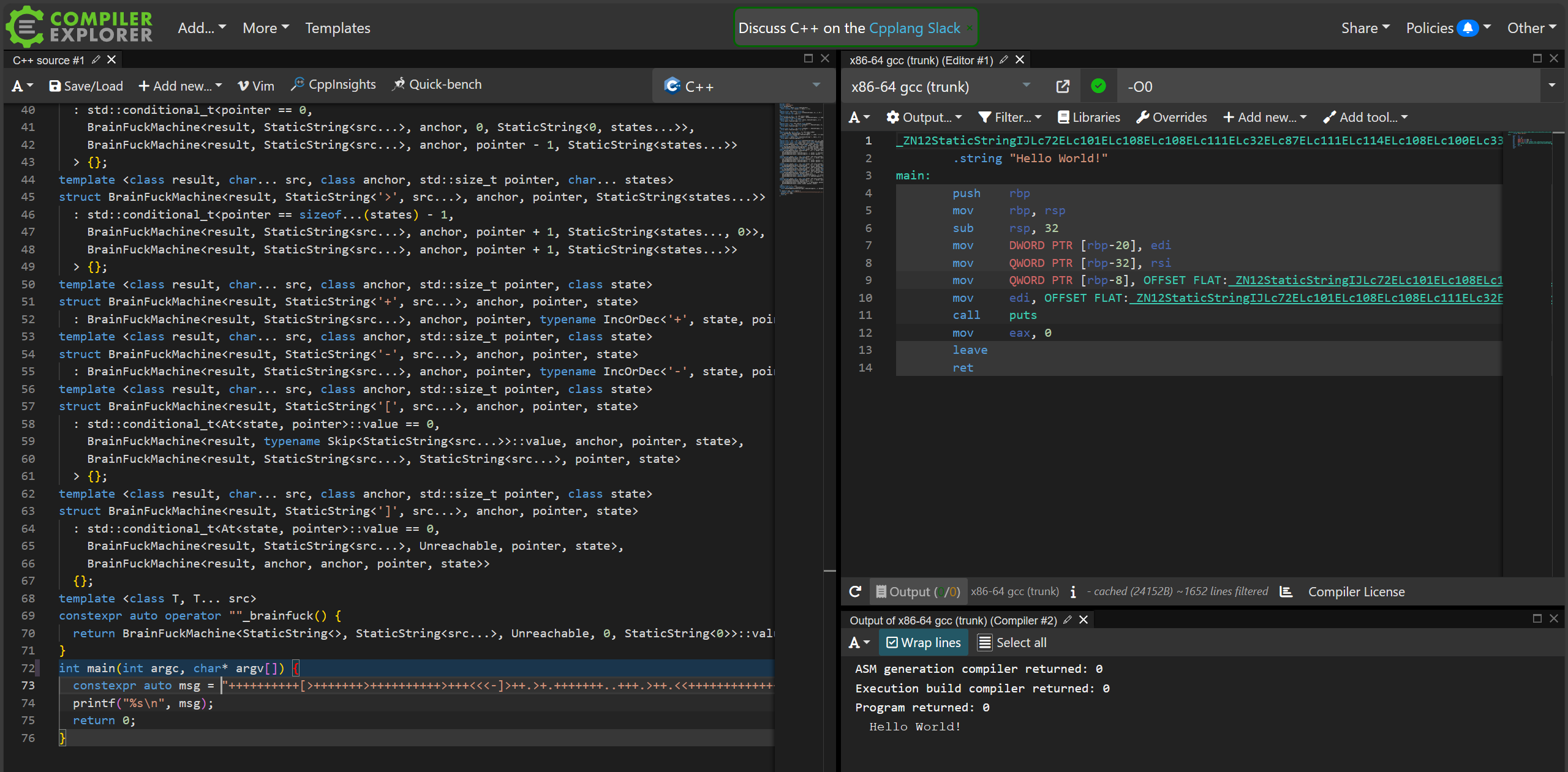 你能用C++写出的最复杂的hello world有多复杂？ - 知乎