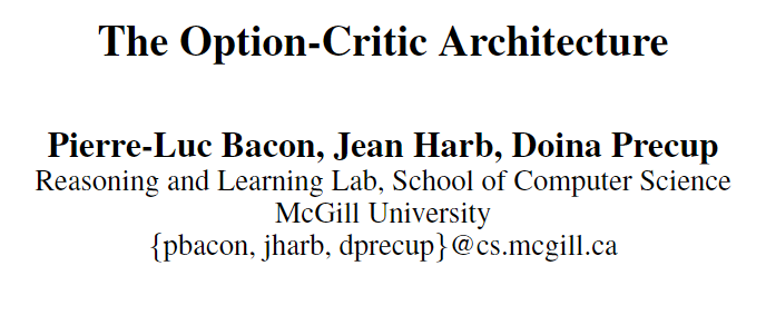 [4] [theory] Option-Critic - 知乎