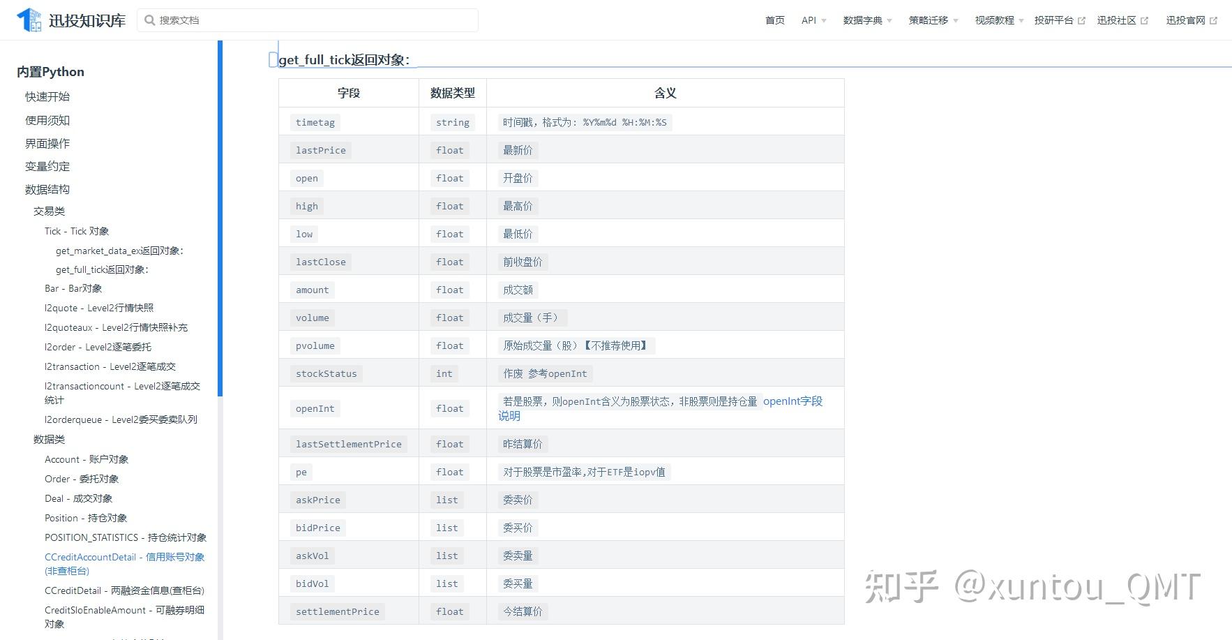 迅投QMT-场景_如何通过get_full_tick取出当前的盘口信息（挂单价，挂单量） - 知乎