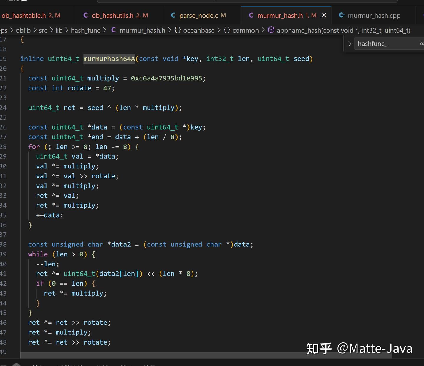 深入剖析MurmurHash算法：OceanBase中高效C++哈希函数的实用之选 - 知乎