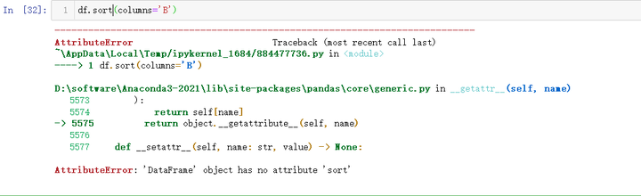 Python3 关于sort(columns='B')和sort_values(columns='B') 报错 - 知乎