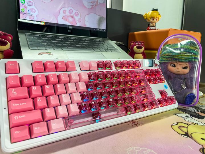 媳妇的心头好！粉嫩+透明，黑爵MK87三模机械键盘这波操作有意思 - 知乎