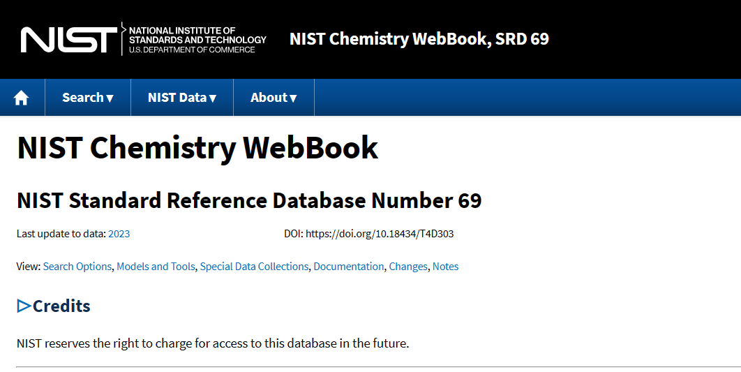免费的专业的详细的热力学数据库：NIST WebBook查询教程 - 知乎