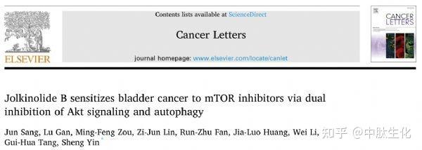 Jolkinolide B通过双重抑制Akt信号和自噬使膀胱癌对mTOR抑制剂增敏 - 知乎