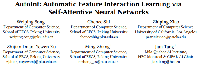 读透AutoInt: Automatic Feature Interaction Learning via Self-Attentive Neural Networks - 知乎