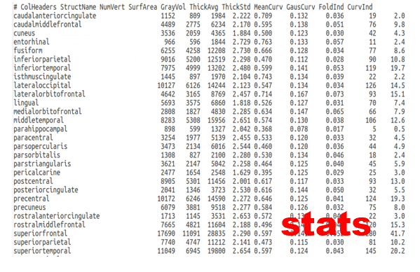 全脑统计文件stats转换成表格或者txt - 知乎