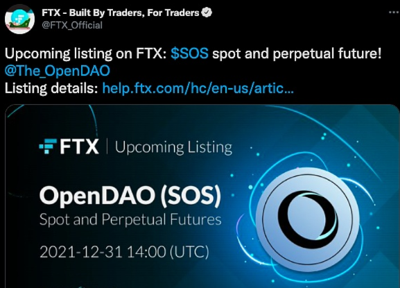 FTX将于今日上线SOS(OpenDAO)，是实力还是炒作？ - 知乎