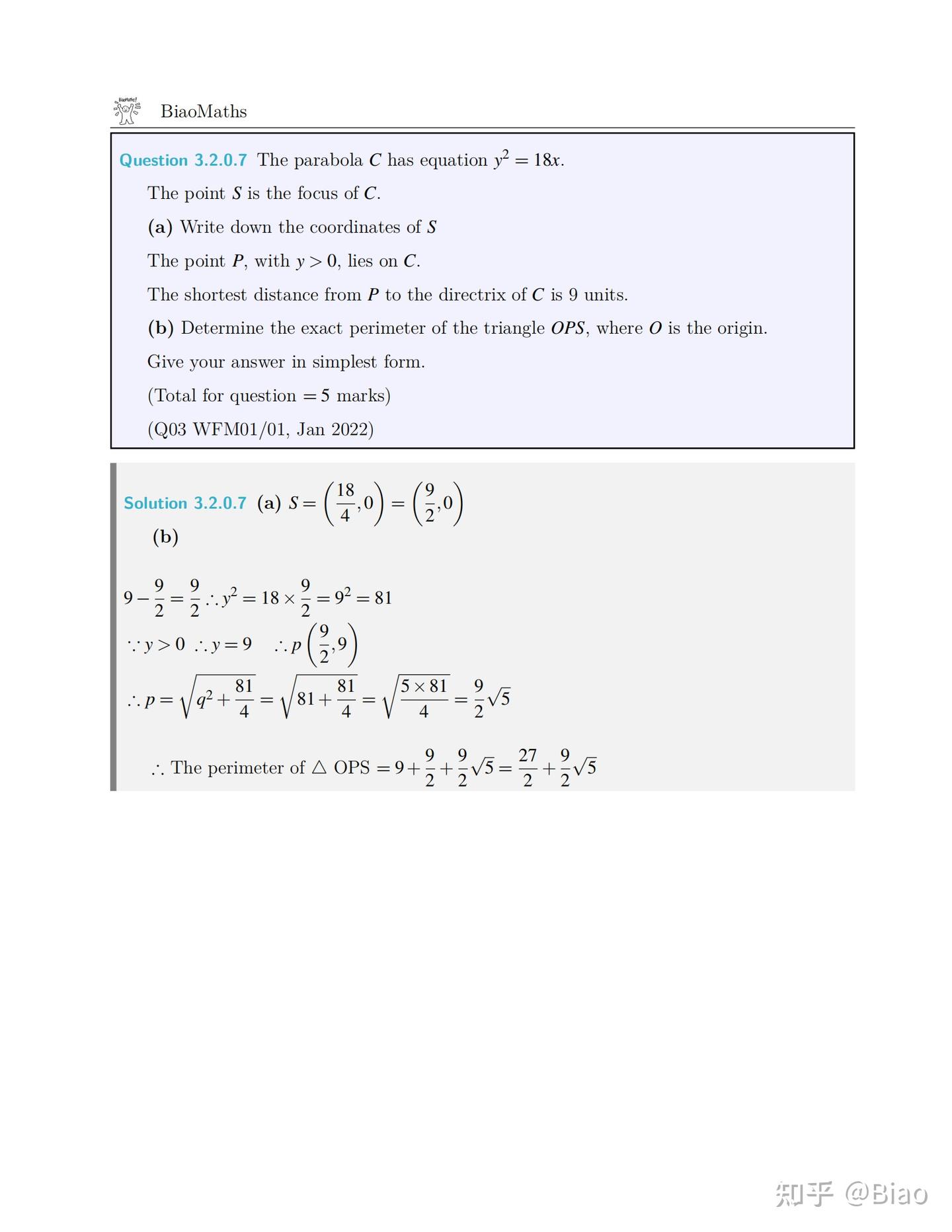 Edexcel FP1 Parabolas and hyperbolas (1) - 知乎