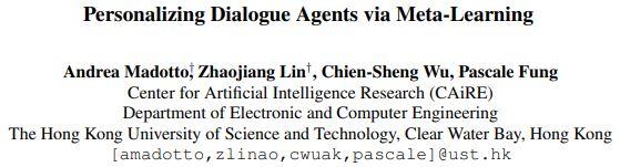 《Personalizing Dialogue Agents via Meta-Learning》 - 知乎