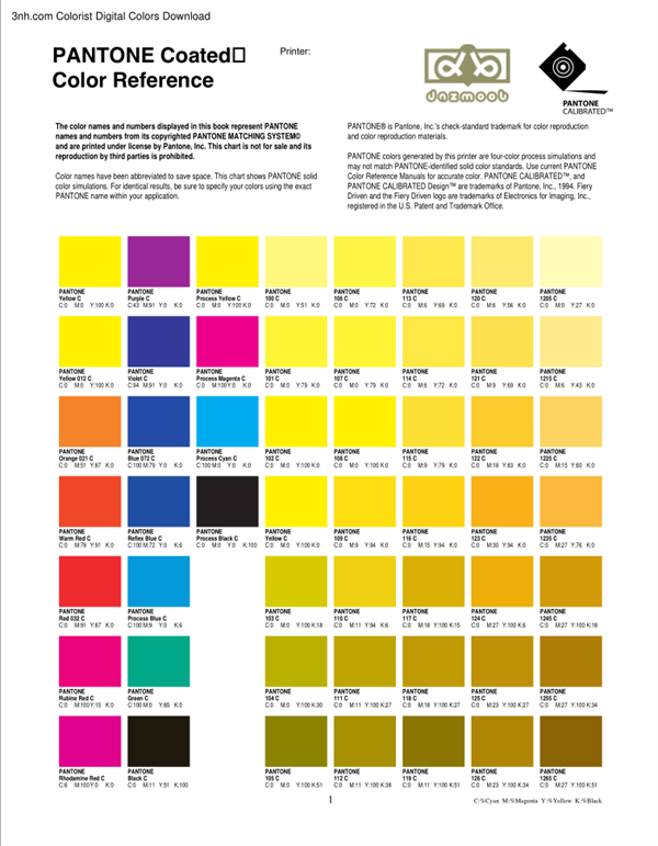 潘通色卡电子版完整版：CMYK色值对照表 - 知乎
