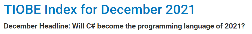TIOBE 12 月榜单：PHP 跌出前十，C# 或将成年度语言 - 知乎