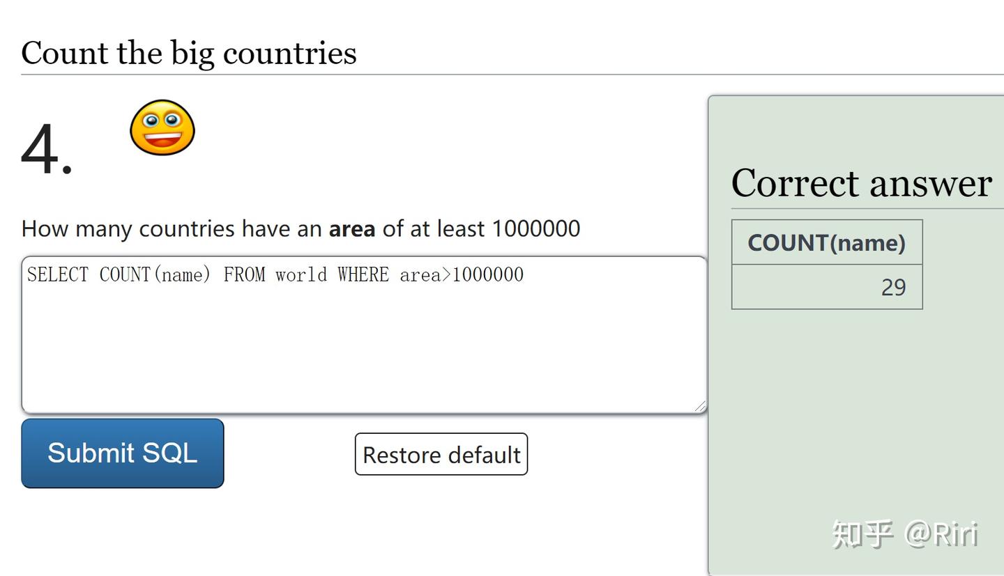 【sqlzoo答案】SUM and COUNT - 知乎