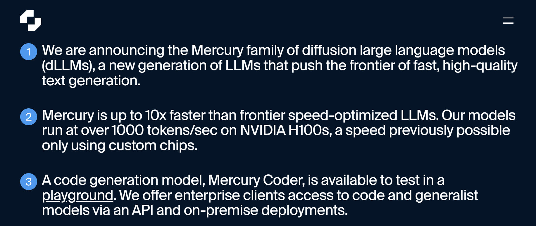 如何评价Inception Lab的扩散大语言模型Mercury coder? - 知乎