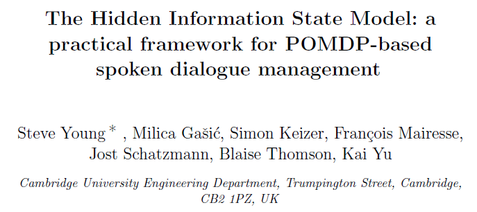 hidden information state model：POMDP DM - 知乎