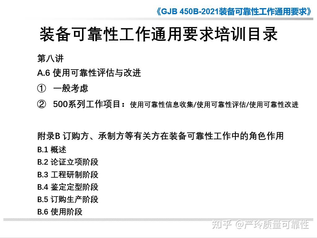 可靠性《GJB 450B-2021装备可靠性工作通用要求》培训大纲（4天） - 知乎