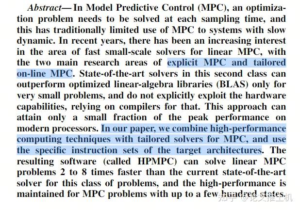 High-Performance Small-Scale Solvers for Linear Model Predictive Control - 知乎