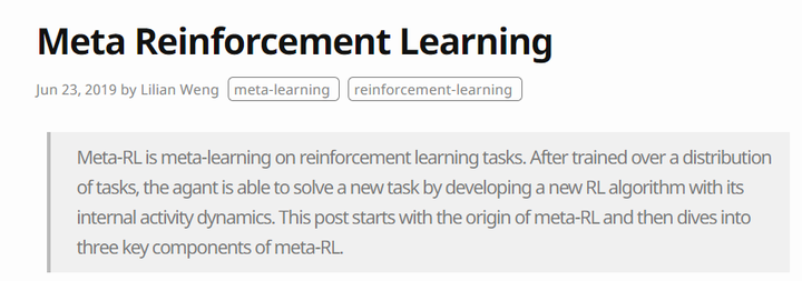 Meta Reinforcement Learning - 知乎